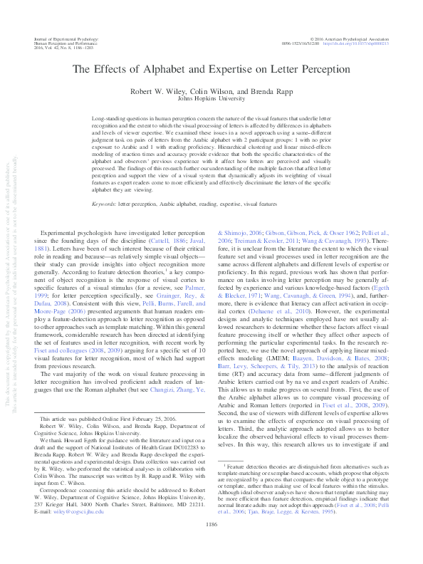 (PDF) The Effects of Alphabet and Expertise on Letter Perception