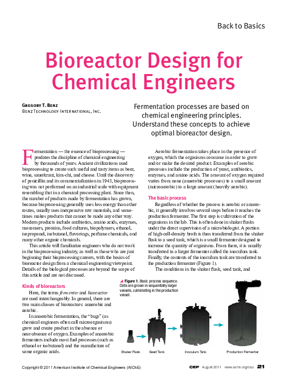 (PDF) Bioreactor Design For Ch Es