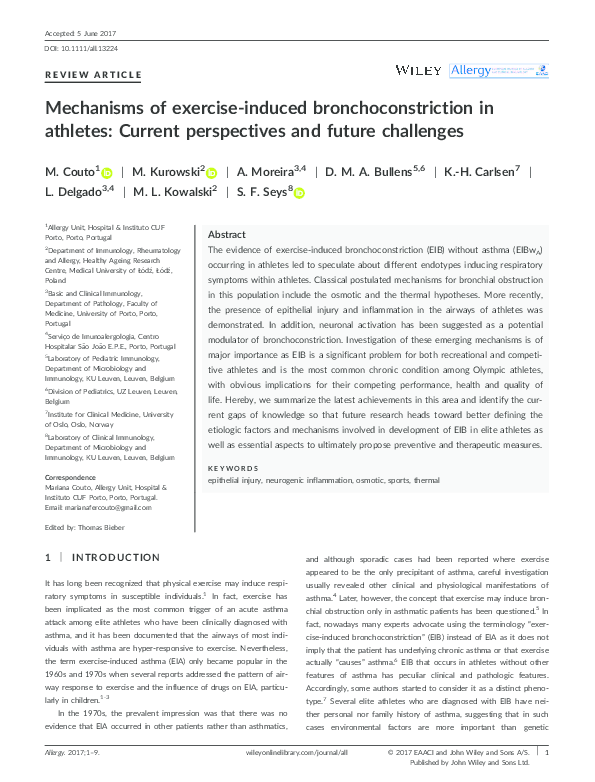 (PDF) Mechanisms of exercise-induced bronchoconstriction in athletes ...