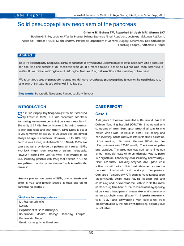 (PDF) Solid-pseudopapillary Neoplasm of the Pancreas