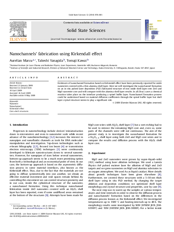 (PDF) Nanochannels' fabrication using Kirkendall effect