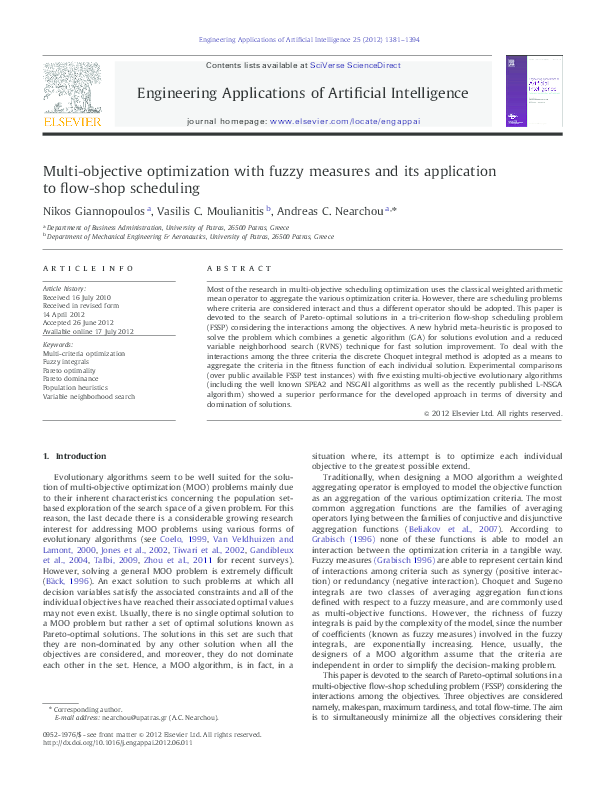 (PDF) Multi-objective optimization with fuzzy measures and its application to flow-shop ...