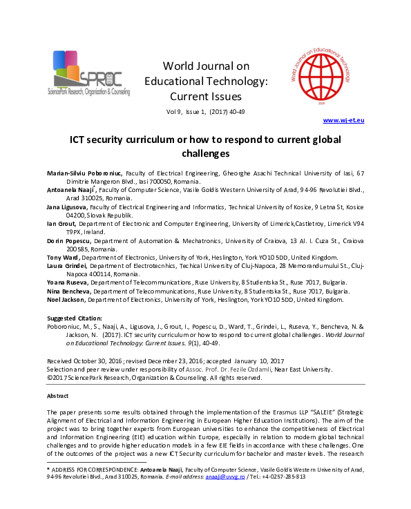 (PDF) ICT security curriculum or how to respond to current global ...