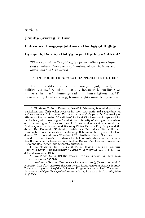 (PDF) (Re)discovering Duties: Individual Responsibilities in the Age of ...