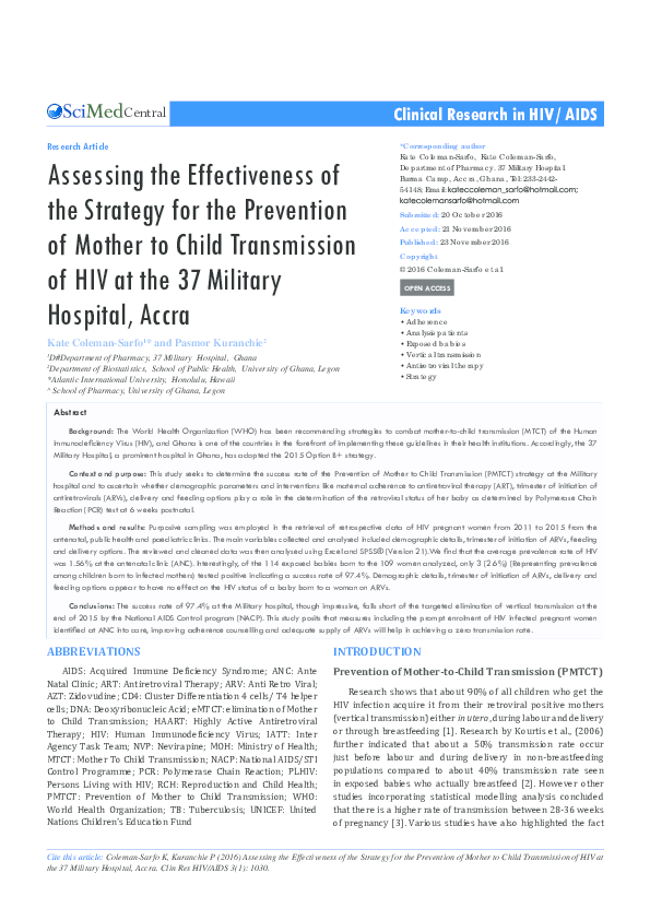(PDF) Clinical Research in HIV/ AIDS
