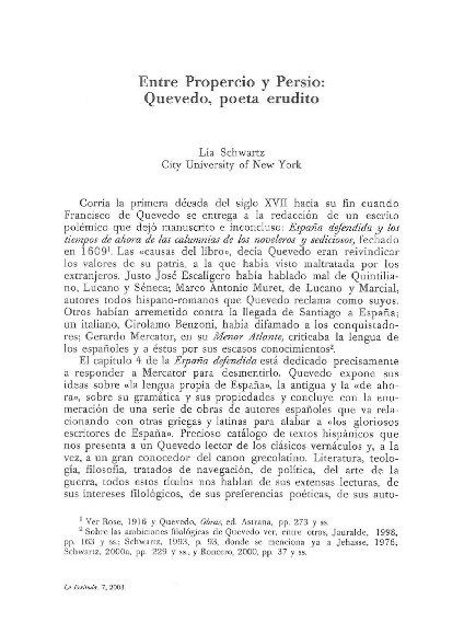 (PDF) Entre Propercio y Persio: Quevedo, poeta erudito