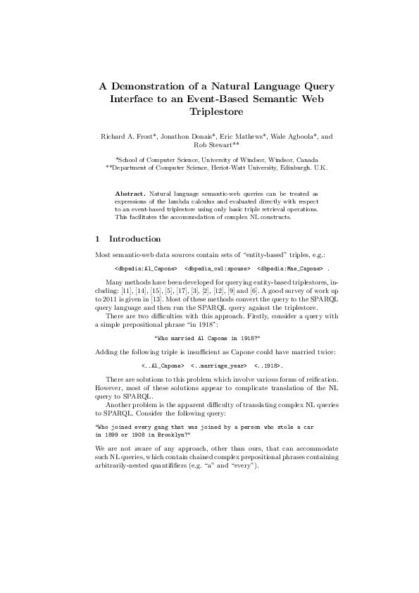 (PDF) A Demonstration of a Natural Language Query Interface to an Event ...