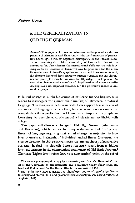(PDF) Rule Generalization in Old High German