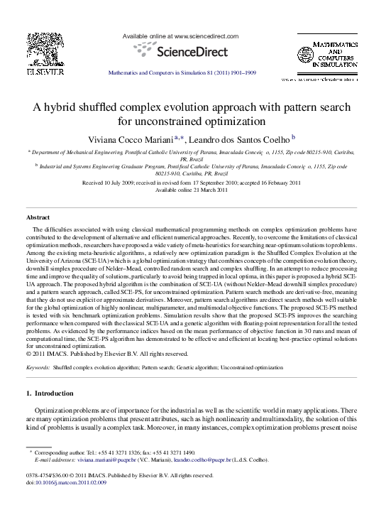 Pdf A Hybrid Shuffled Complex Evolution Approach Based On Differential Evolution For