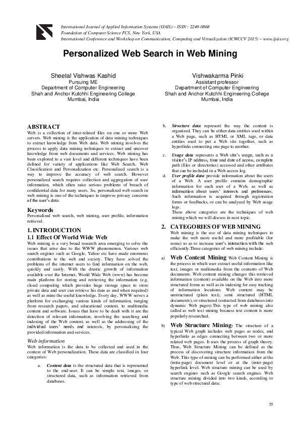 (PDF) Personalized Web Search in Web Mining