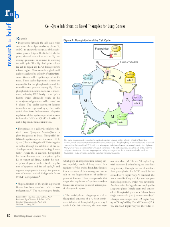 (PDF) Cell-Cycle Inhibitors as Novel Therapies for Lung Cancer