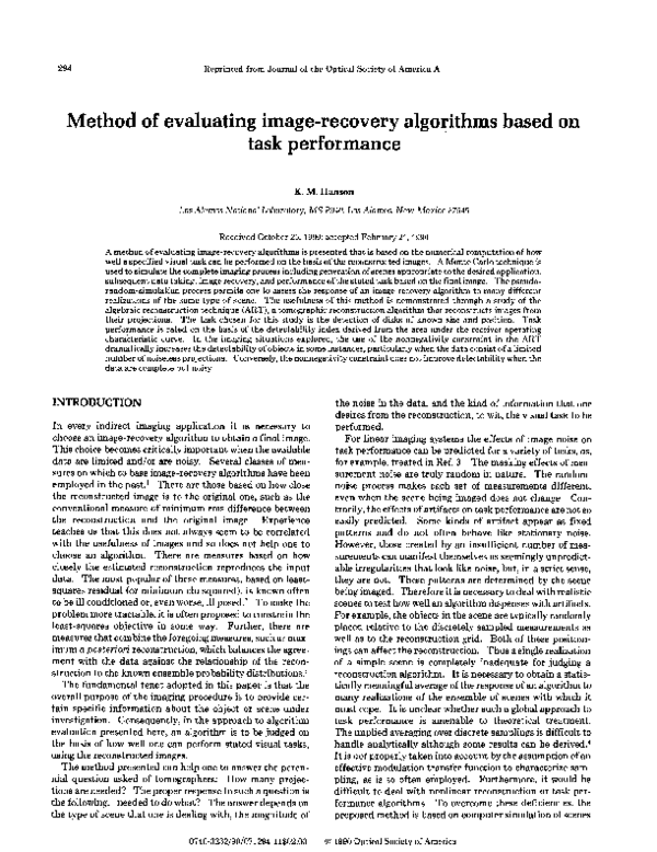 (PDF) Method of evaluating image-recovery algorithms based on task ...