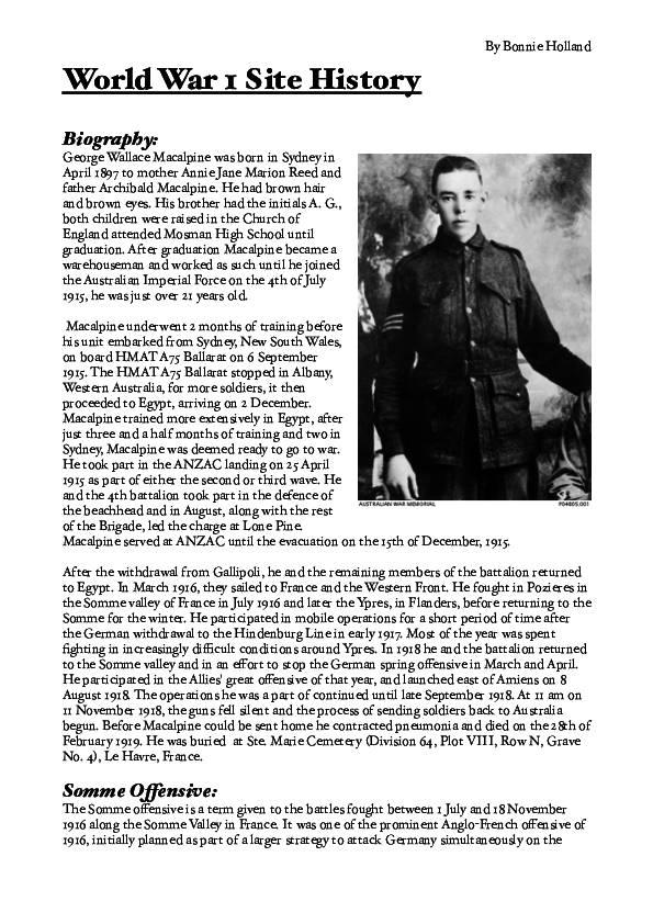 (PDF) World War 1 Site History