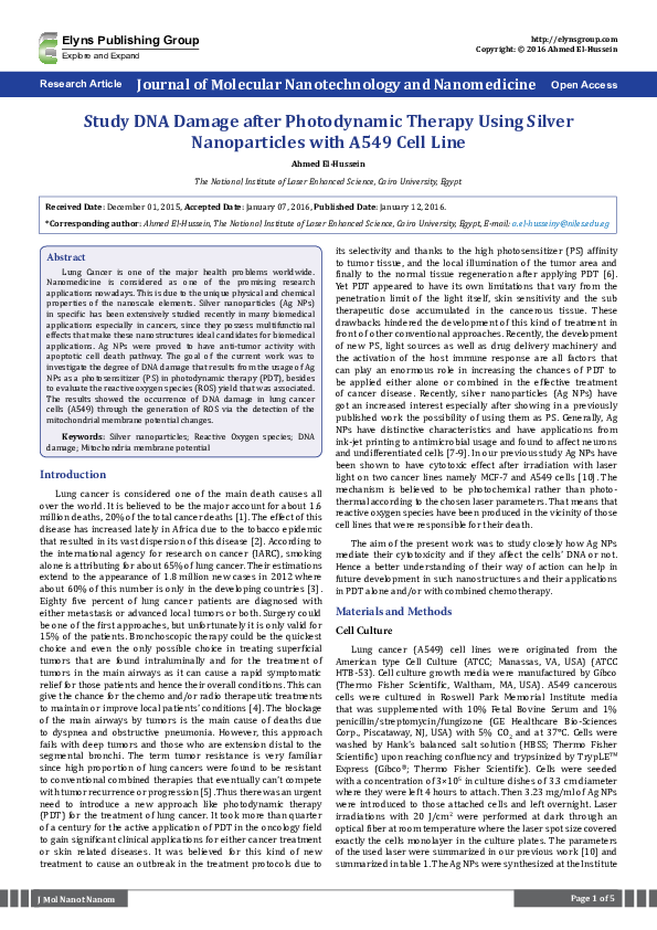 (PDF) Study DNA Damage after Photodynamic Therapy Using Silver ...