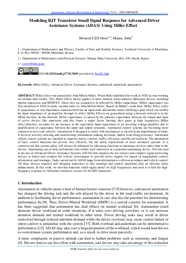 (PDF) Modeling BJT Transistor Small Signal Response for Advanced Driver ...