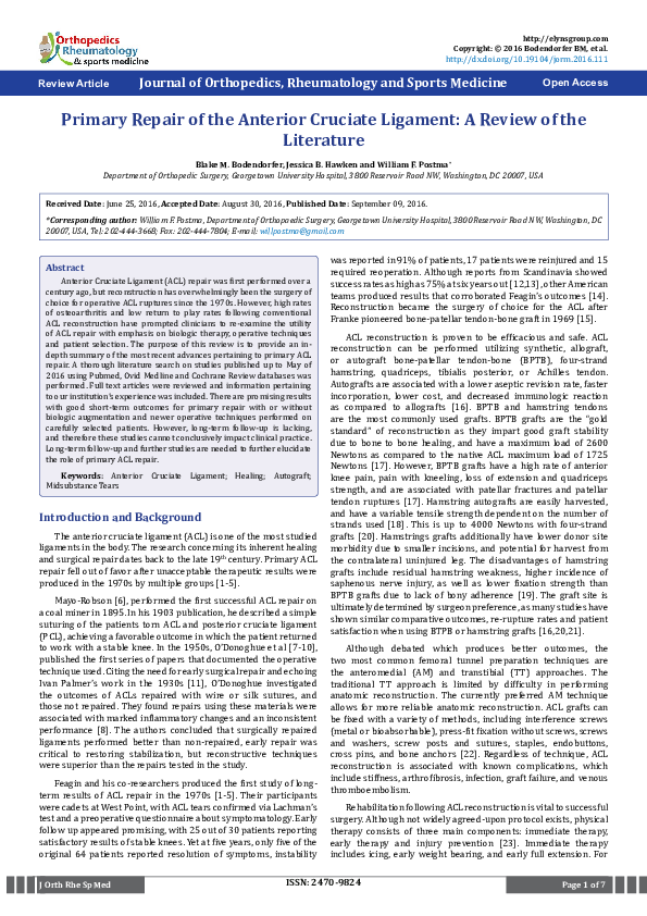 (PDF) The "Ligamentization" Process in Anterior Cruciate Ligament ...