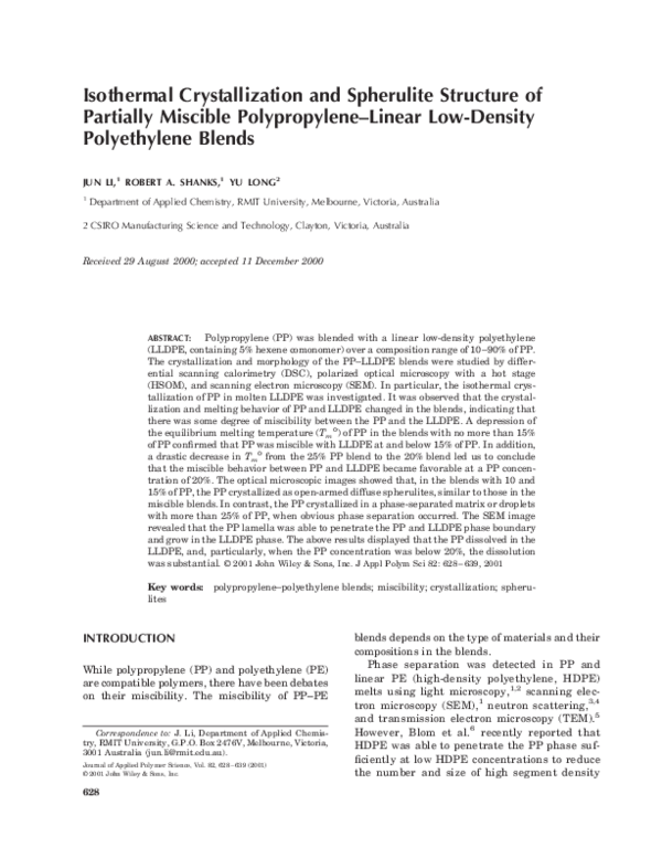 (PDF) Isothermal crystallization and spherulite structure of partially ...