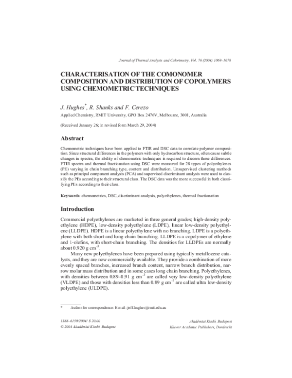 (PDF) Characterisation of the comonomer composition and distribution of ...