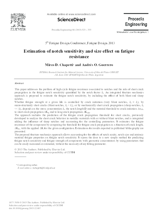 (PDF) Estimation of Notch Sensitivity and Size Effect on Fatigue Resistance