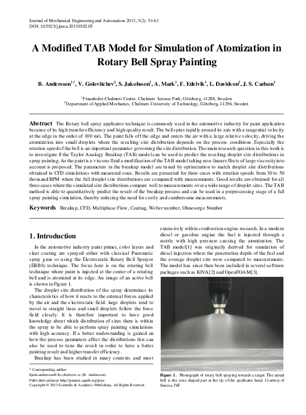 (PDF) A Modified TAB Model for Simulation of Atomization in Rotary Bell ...