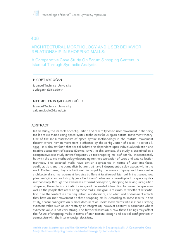 (PDF) Architectural Morphology and User Behavior Relationship in ...