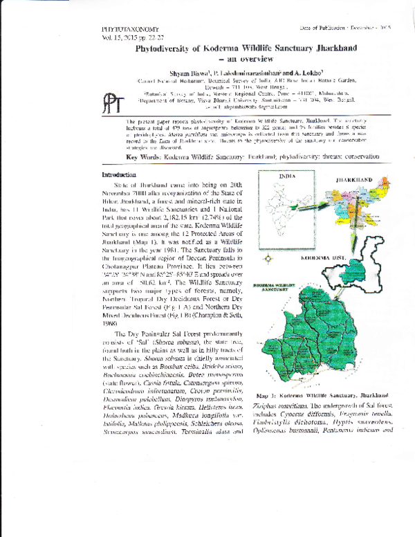 (PDF) Phytodiversity of Koderma Wildlife Sanctuary Jharkhand -an oYerview