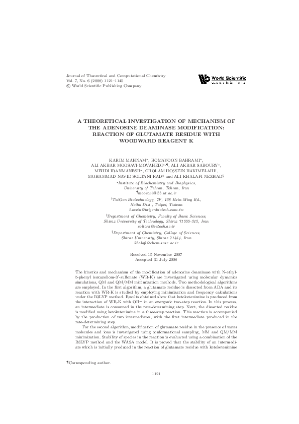 (PDF) A Theoretical Investigation of Mechanism of the Adenosine ...