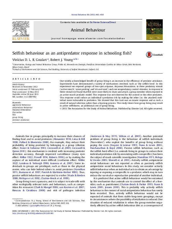 (PDF) Selfish fish Animal Behaviour 2013 printed version.pdf