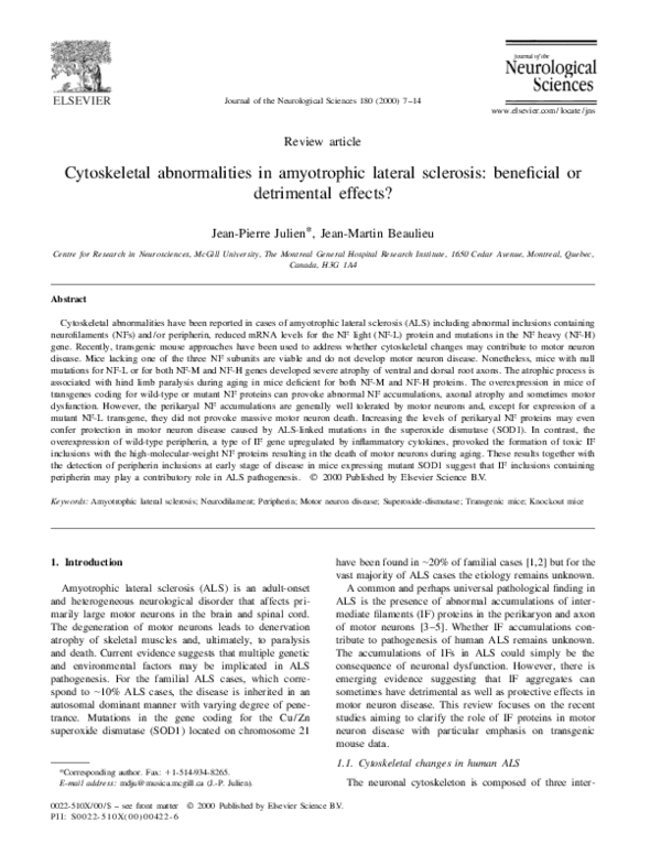 (PDF) Cytoskeletal abnormalities in amyotrophic lateral sclerosis ...