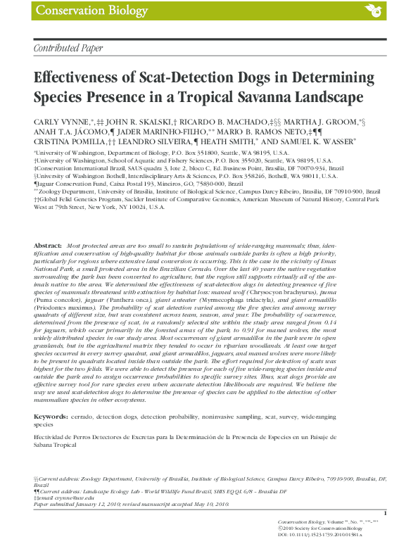 (PDF) Effectiveness of Scat-Detection Dogs in Determining Species ...