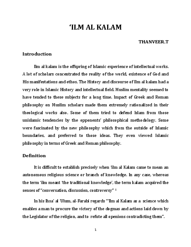 (PDF) ILM AL KALAM (SCHOLASTICISM)