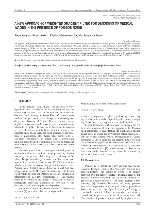 (PDF) A NEW APPROACH OF WEIGHTED GRADIENT FILTER FOR DENOISING OF ...