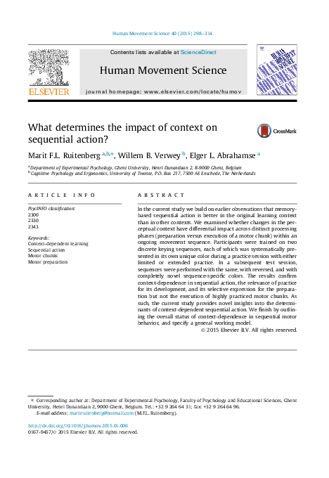 (PDF) What determines the impact of context on sequential action?