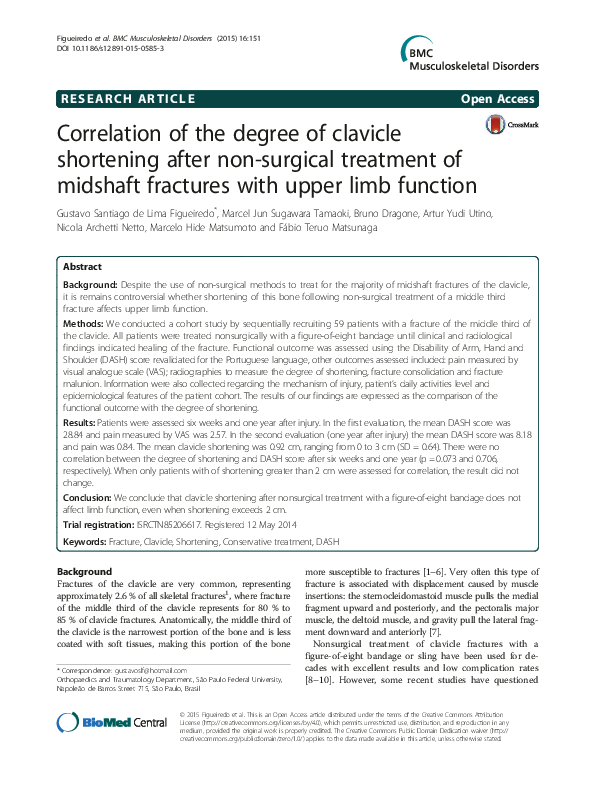 (PDF) Correlation of the degree of clavicle shortening after non ...