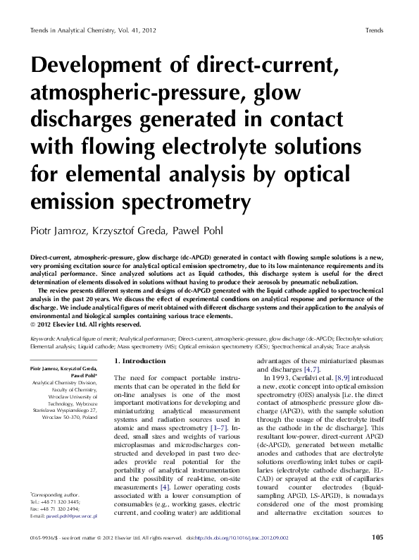 (PDF) Atmospheric pressure glow discharge in a contact with liquid as a ...