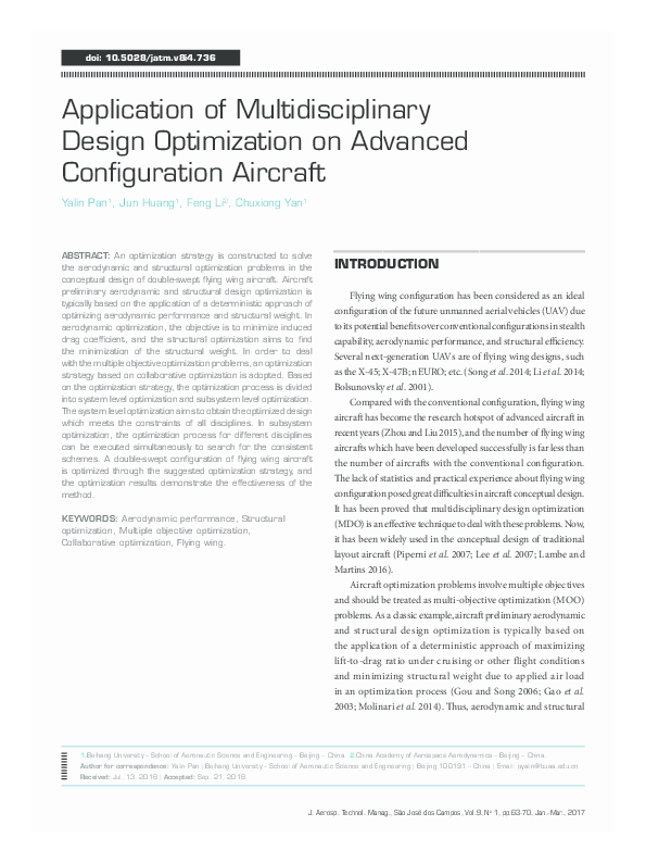 (PDF) Application of Multidisciplinary Design Optimization on Advanced ...