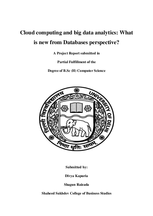 Doc Cloud Computing And Big Data Analytics What Is New From Databases Perspective