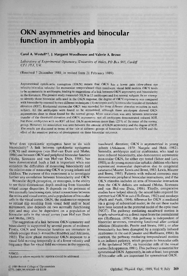 (PDF) OKN asymmetries and binocular function in amblyopia