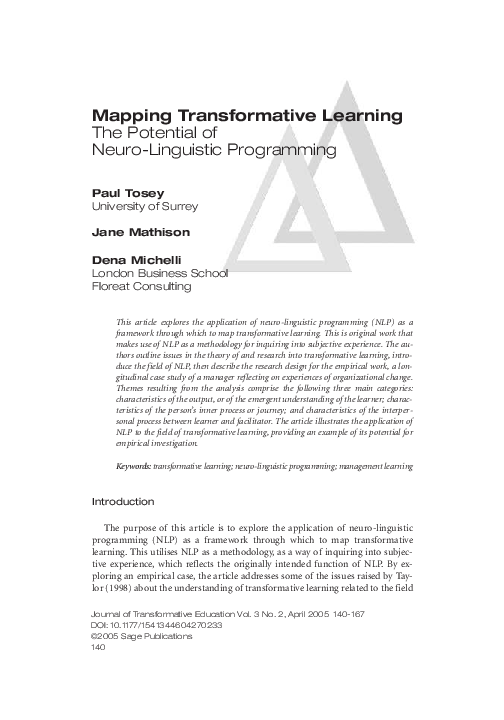 (PDF) Mapping Transformative Learning: The Potential of Neuro ...