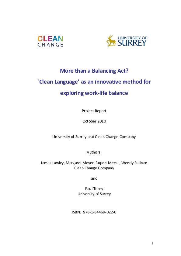 (PDF) More than a Balancing Act? `Clean Language’ as an innovative ...