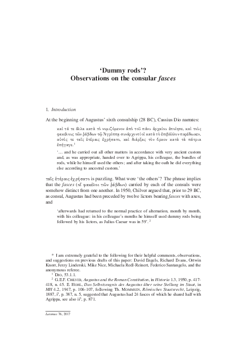 (PDF) Exploring the Roman Consuls' Fasces