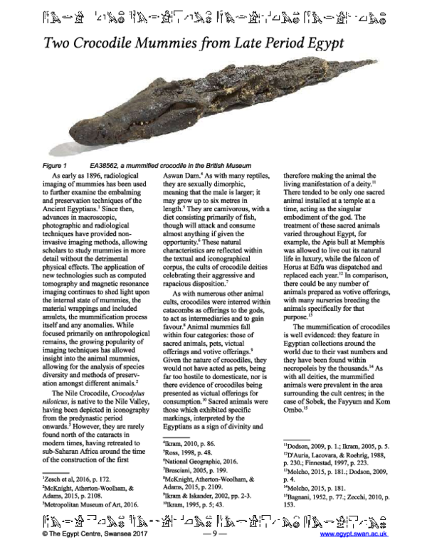 (PDF) Two Crocodile Mummies from Late Period Egypt