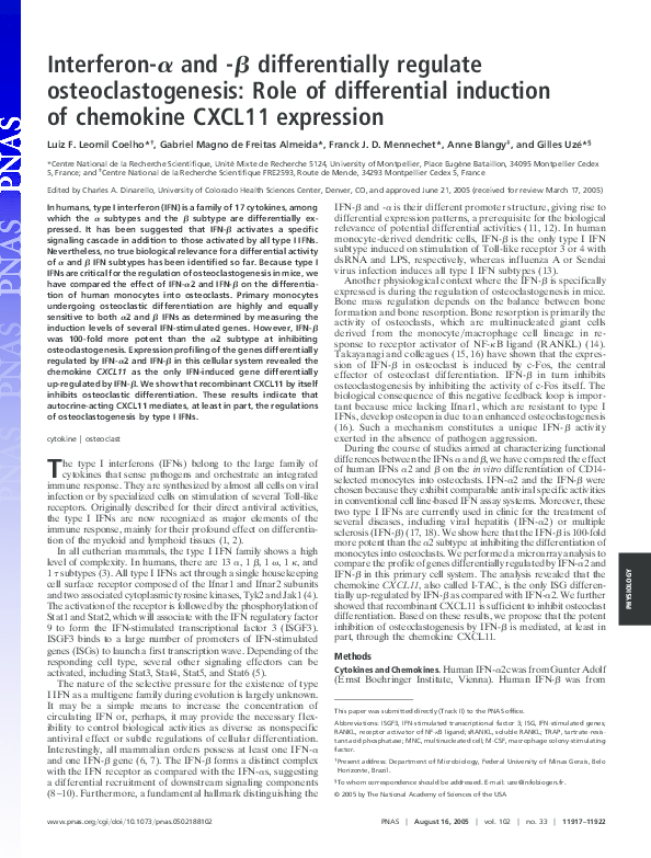 (PDF) Interferon- and - differentially regulate osteoclastogenesis ...