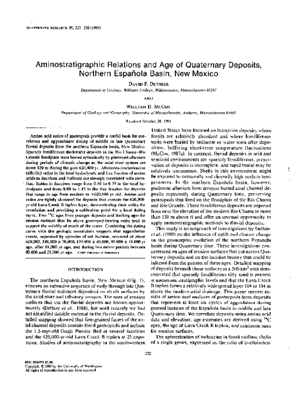 (PDF) Aminostratigraphic Relations and Age of Quaternary Deposits ...