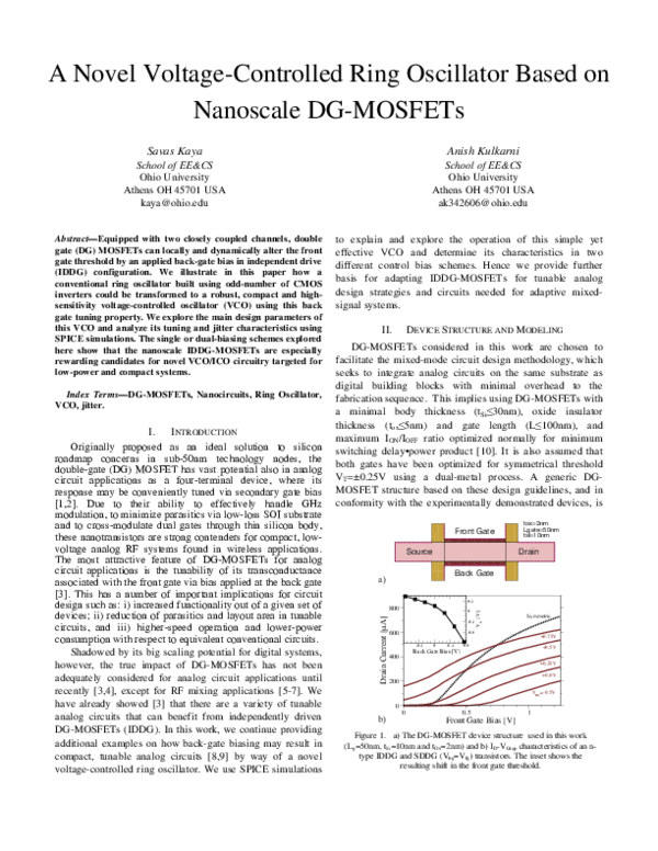(PDF) A novel voltage-controlled ring oscillator based on nanoscale DG-MOSFETs