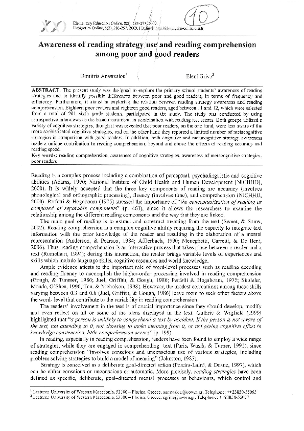 (PDF) Awareness of reading strategy use and reading comprehension