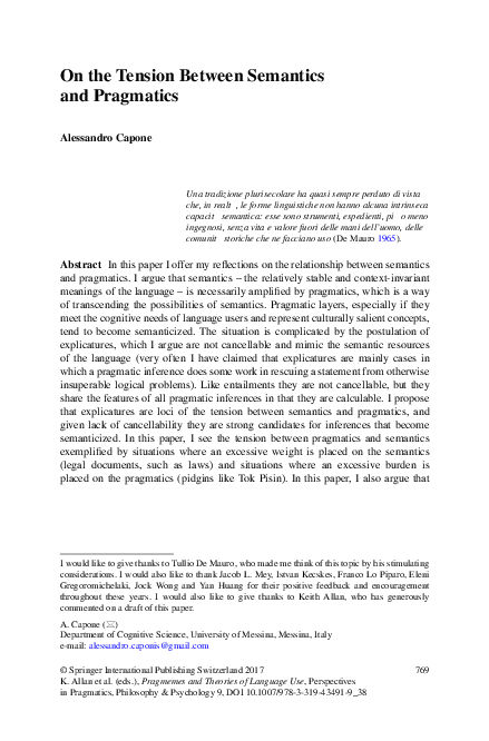 Pdf What Is Said And What Is Not The Semanticspragmatics Interface Jumbly Grindrod