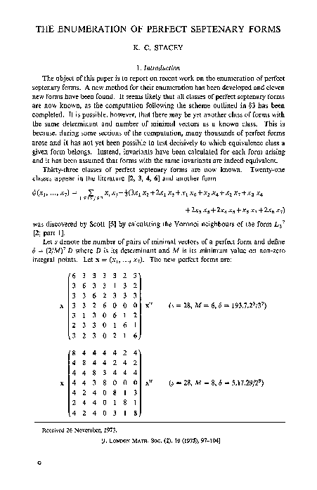 (PDF) The Enumeration of Perfect Septenary Forms