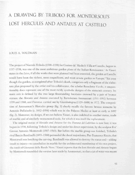 (PDF) “A Drawing by Tribolo for Montorsoli’s Lost Hercules and Antaeus ...