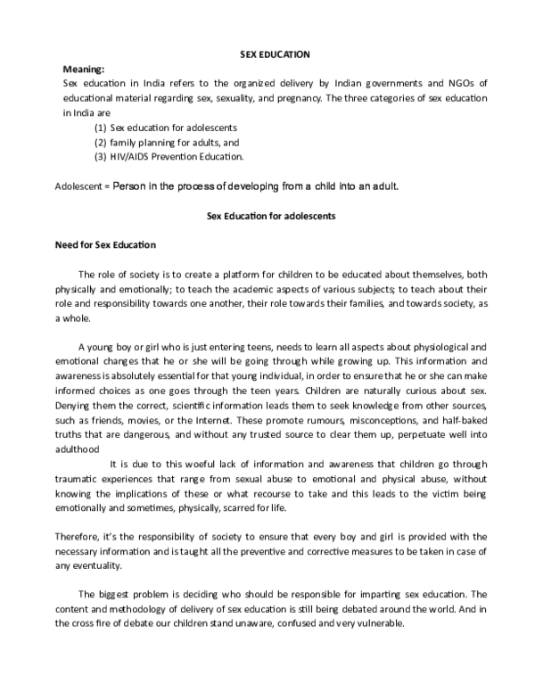 Doc Sex Education Docx
